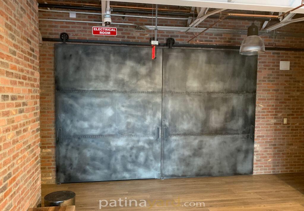 Large Industrial Metal Panel Double Doors - Patina Yard Custom ...